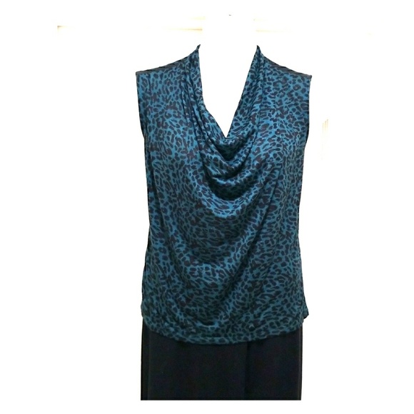 Covington | Tops | Blue Leopard Print Top | Poshmark